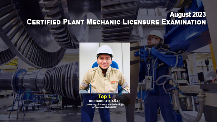 USTP grad is Top 1 in August 2023 Certified Plant Mechanics Board Exam ...