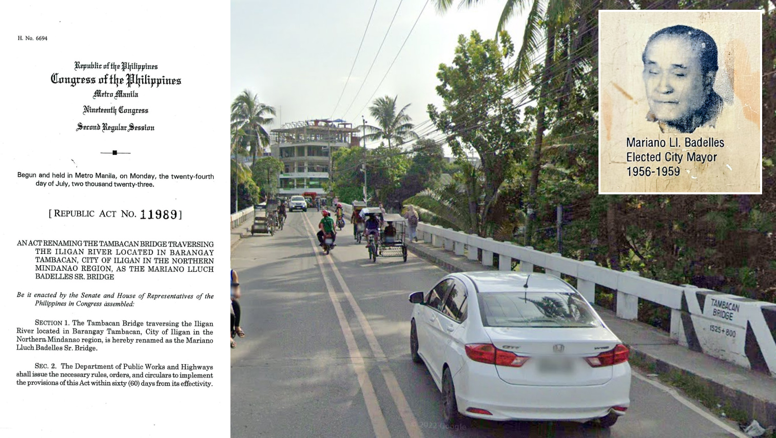 Tambacan Bridge in Iligan officially renamed Mariano Lluch Badelles Sr ...