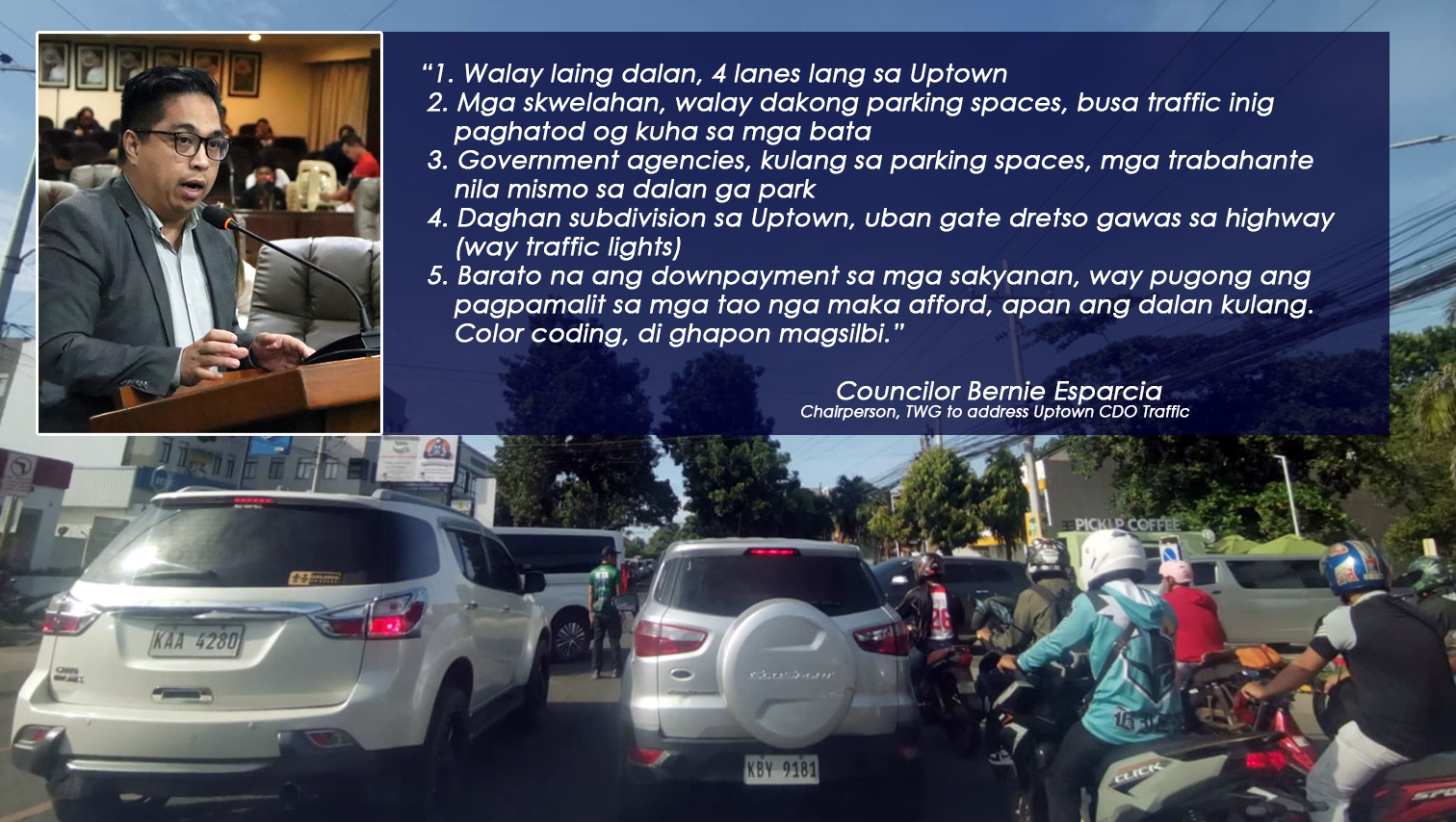 City Councilor Esparcia to chair TWG on Uptown CDO traffic - PROGRESS ...