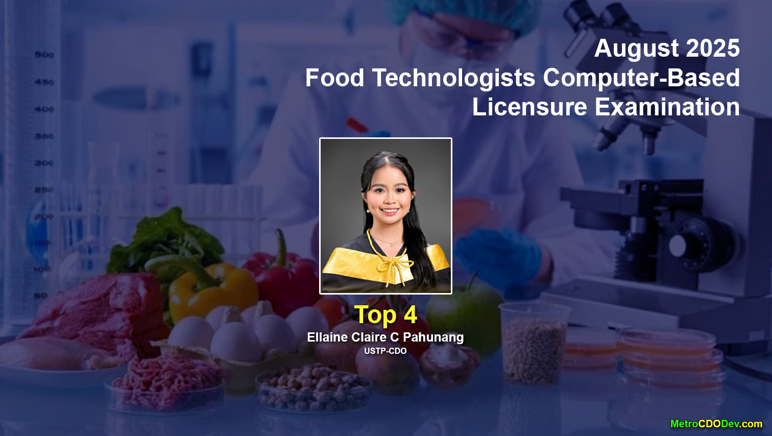 USTP grad is Top 4 in August 2025 Food Technologists Computer-Based ...